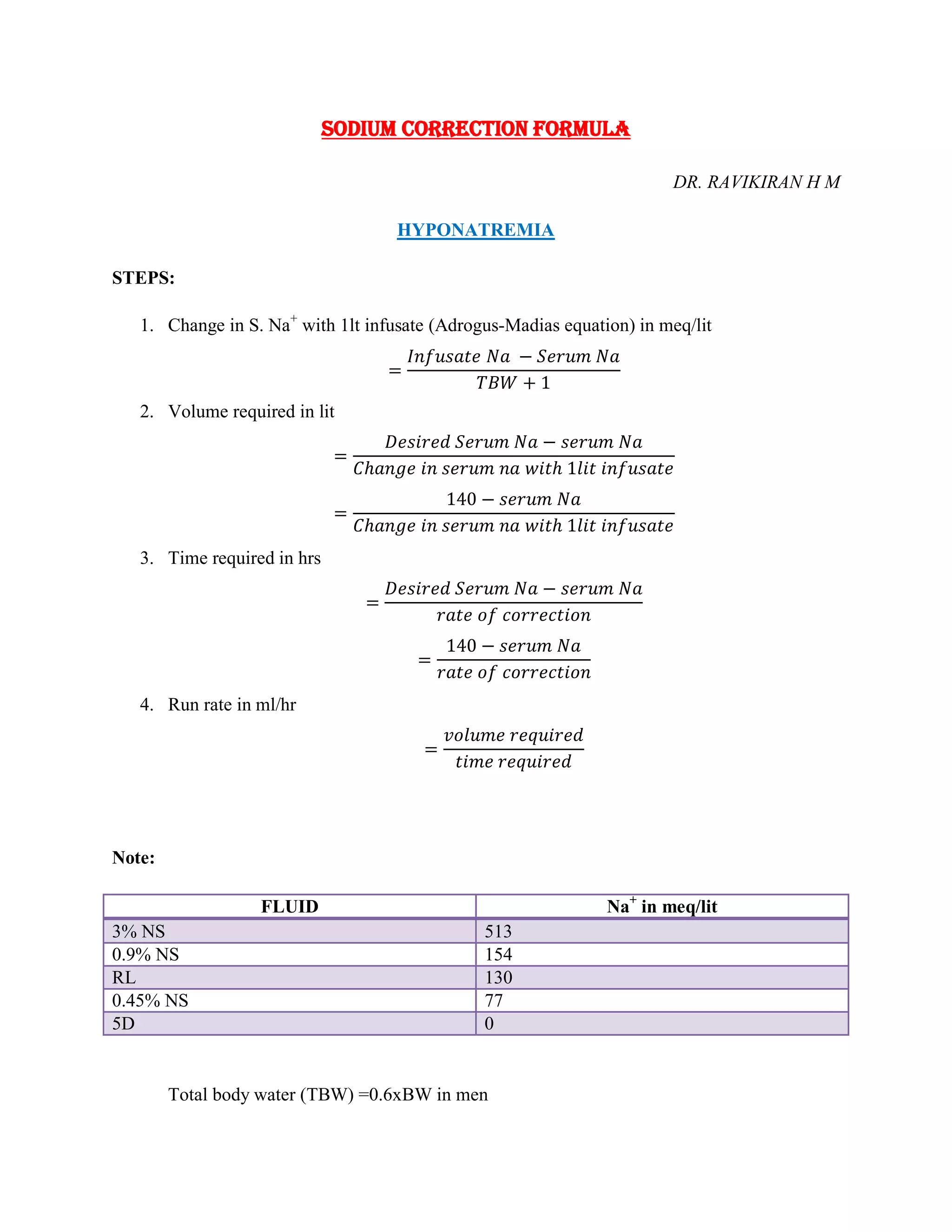 Sodium correction formula | PDF