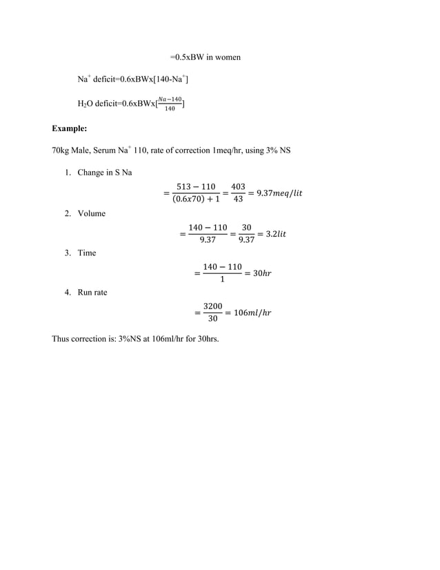 Sodium correction formula | PDF | First Aid | Injuries