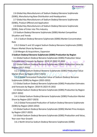 Sodium Dodecyl Benzene Sulphonate (SDBS) Market | PDF | Chemistry | Science
