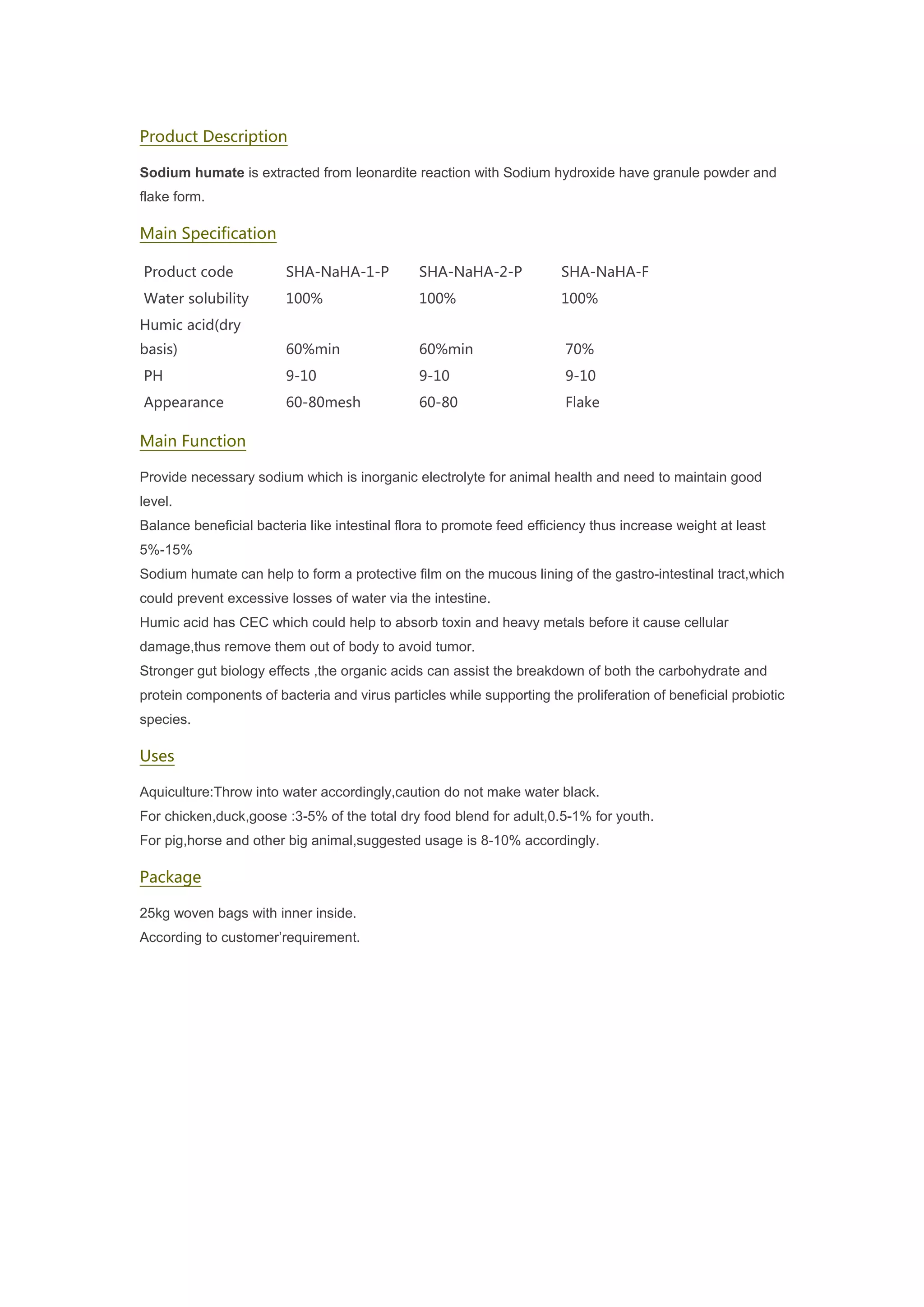 Sodium humate for feed additive tds | PDF