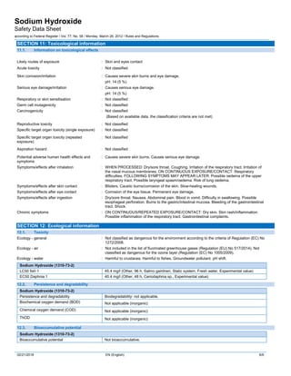 Sodium Hydroxide Msds