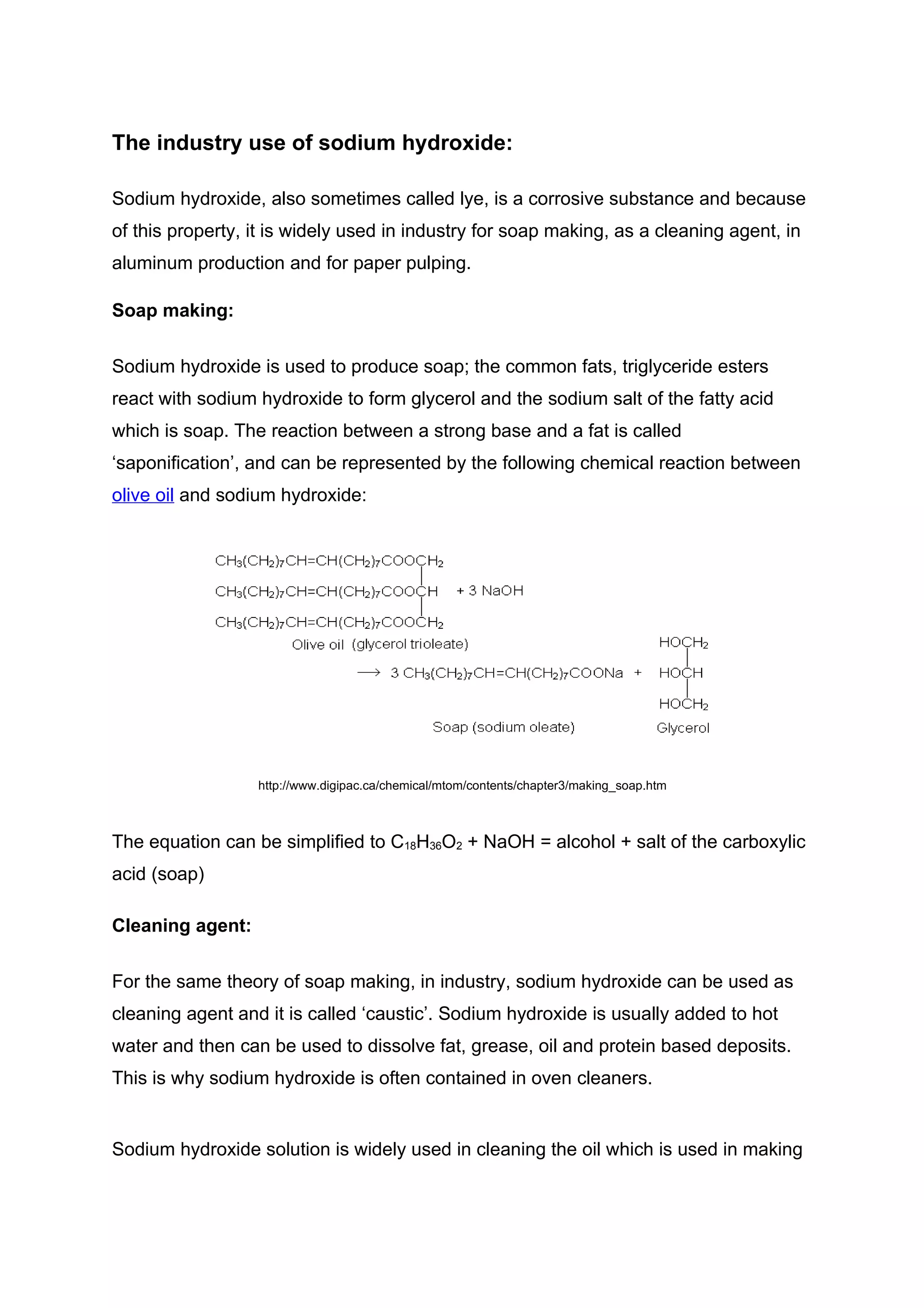 Sodium hydroxide industrial use | DOC