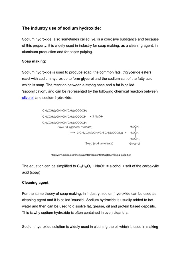 Sodium hydroxide industrial use | PDF
