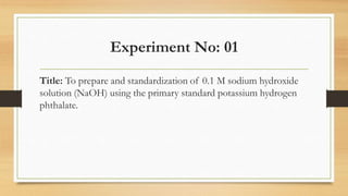 Sodium hydroxide preparation and standardization | PDF