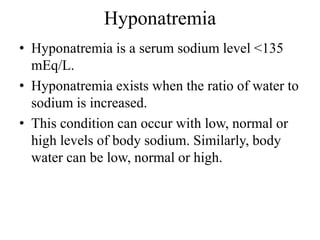 Sodium metabolism, hyponatraemia & hypernatraemia | PPT