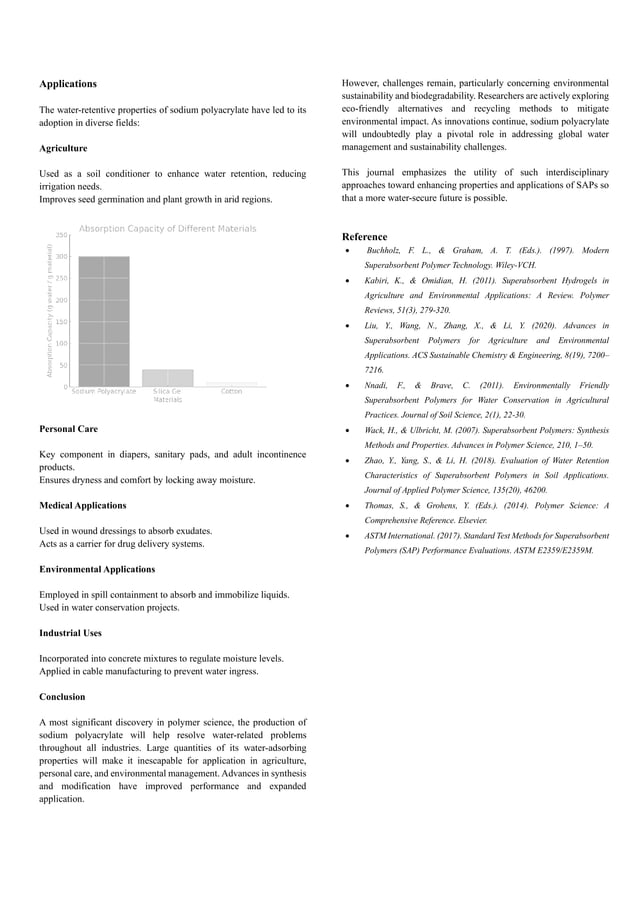 Sodium Polyacrylate (Super Absorbent Polymer) Overview | PDF
