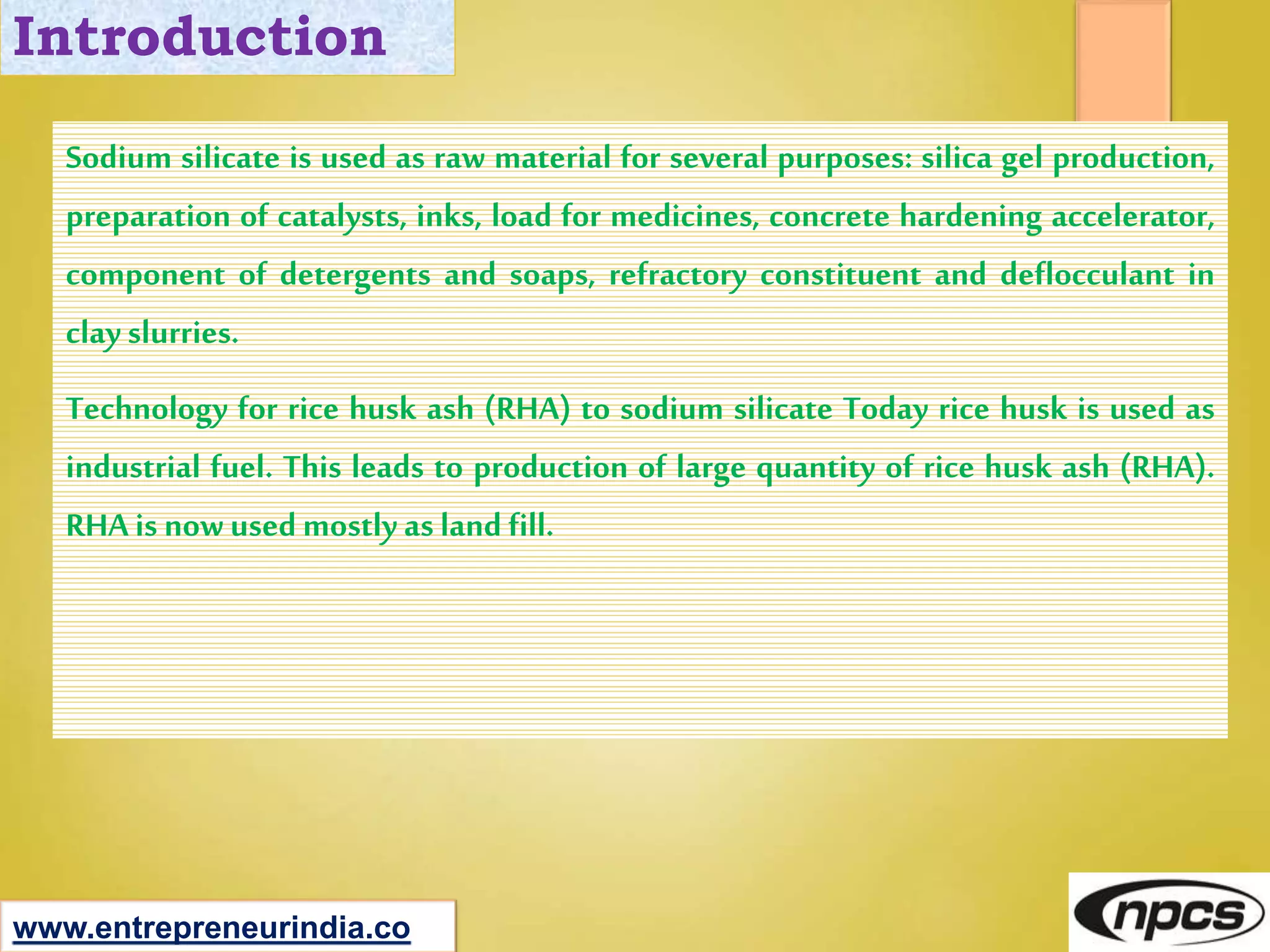 Sodium Silicate from Rice Husk Ash (Used in Adhesive, Drilling fluids ...