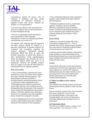 Sodium Valproate & Valproic Acid CR Tablets 500mg Taj Pharma SmPC | PDF