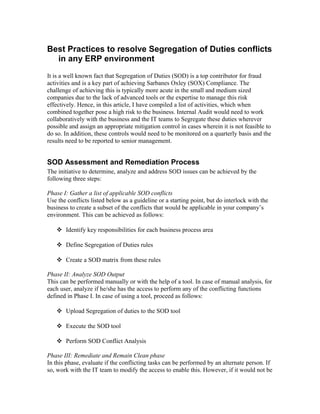 Sod remediation best practices for isaca | PDF