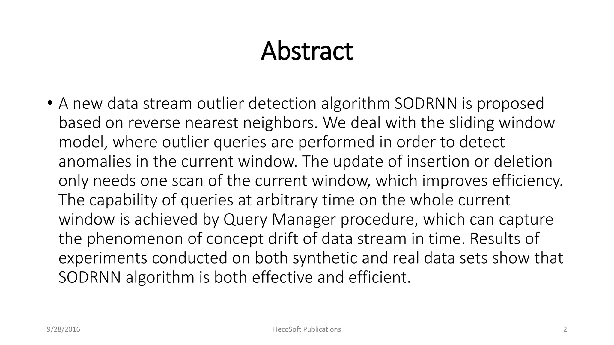 Data Stream Outlier Detection Algorithm | PPT Data Stream Outlier Detection Algorithm | PPT