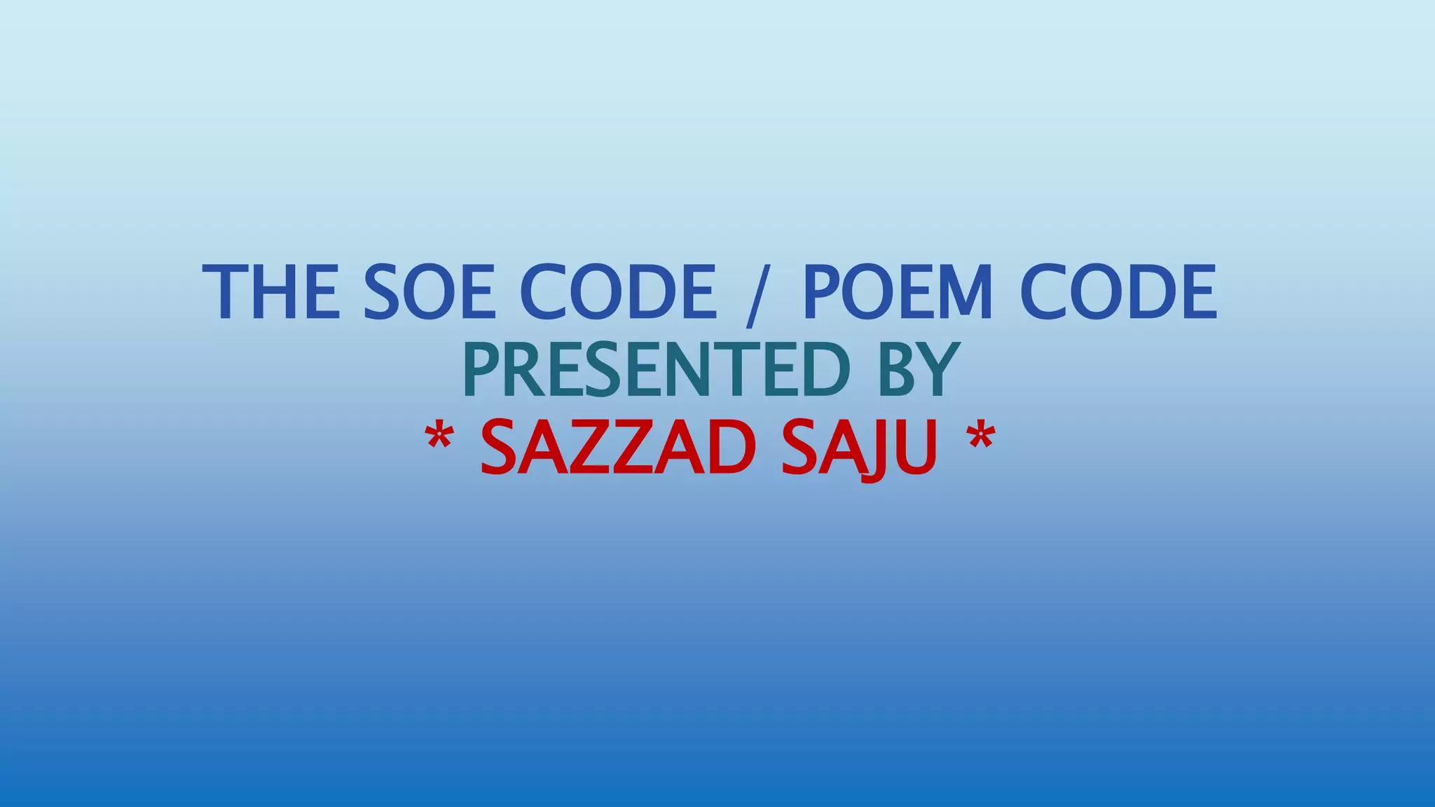 Poem code/ SOE code, an early cryptographic scheme used in WW2 | PPT