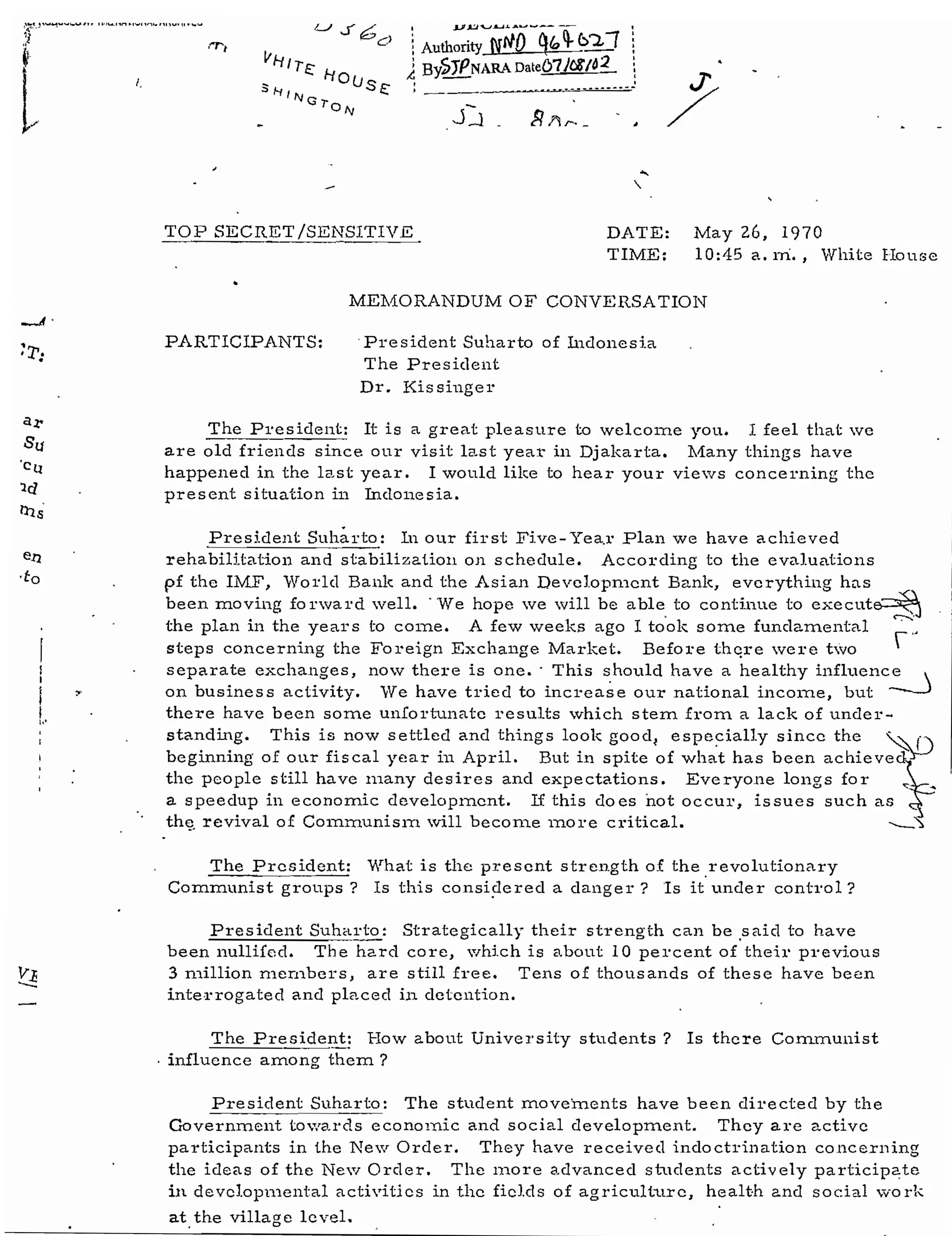 Transkrip Diskusi Soeharto - Richard Nixon dan Henry Kissinger | PDF