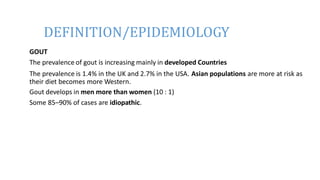 Gout | PPTX | Bone and Joint Conditions | Diseases and Conditions