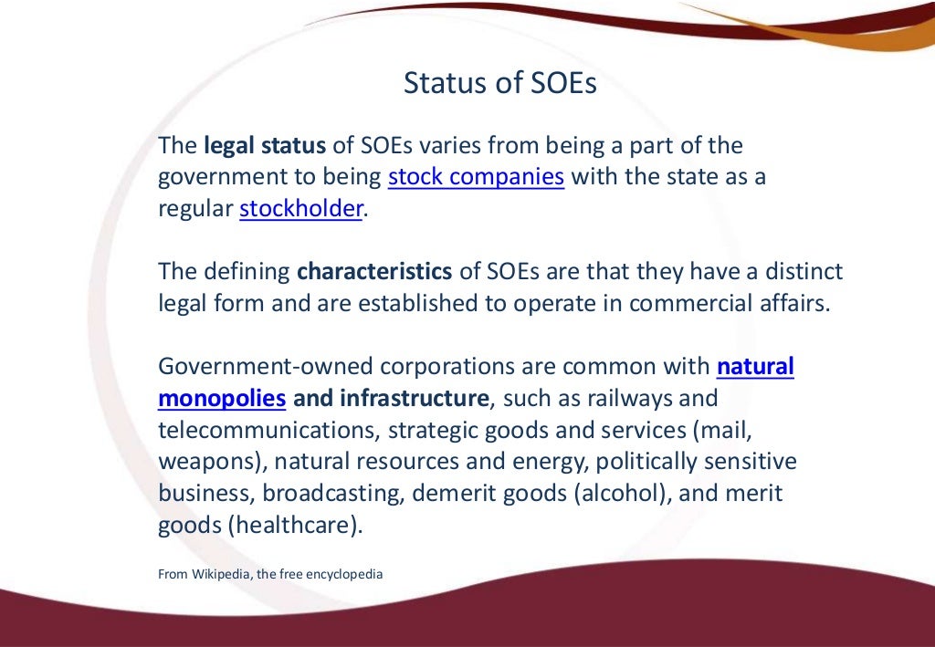 State Owned Enterprises (SOEs)