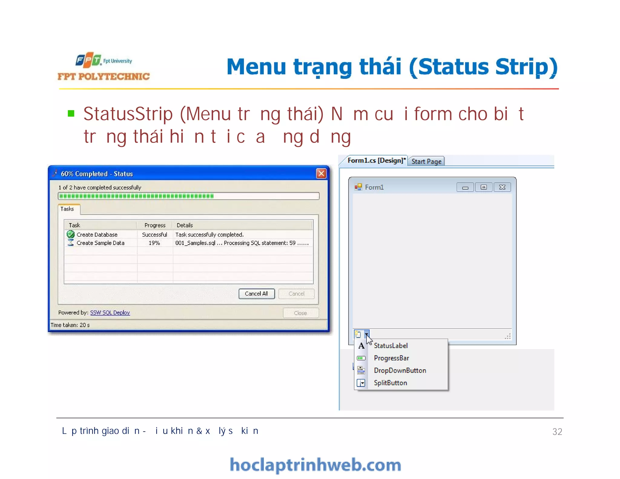 Bài 3: Lập trình giao diện điều khiển & Xử lý sự kiện - Lập trình winform - Giáo trình FPT | PDF