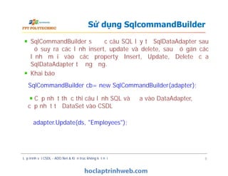 Bài 5: ADO.NET & Kiến trúc không kết nối (tiếp) Điều khiển DataGridView,Combobox - Lập trình ...