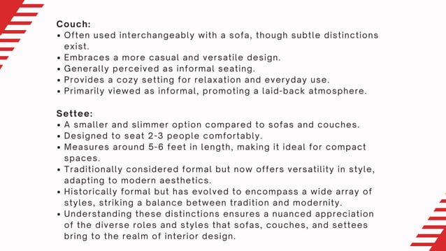 Key Differences: Sofa vs. Couch vs. Settee | PPT