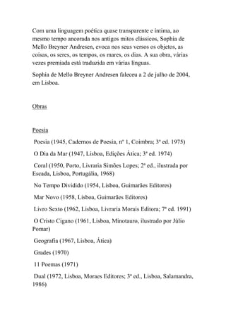 Sofia de melo breyner | DOCX