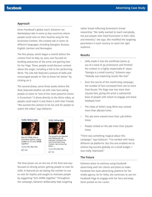 Sofia Nizharadze Facebook Case Study | PDF