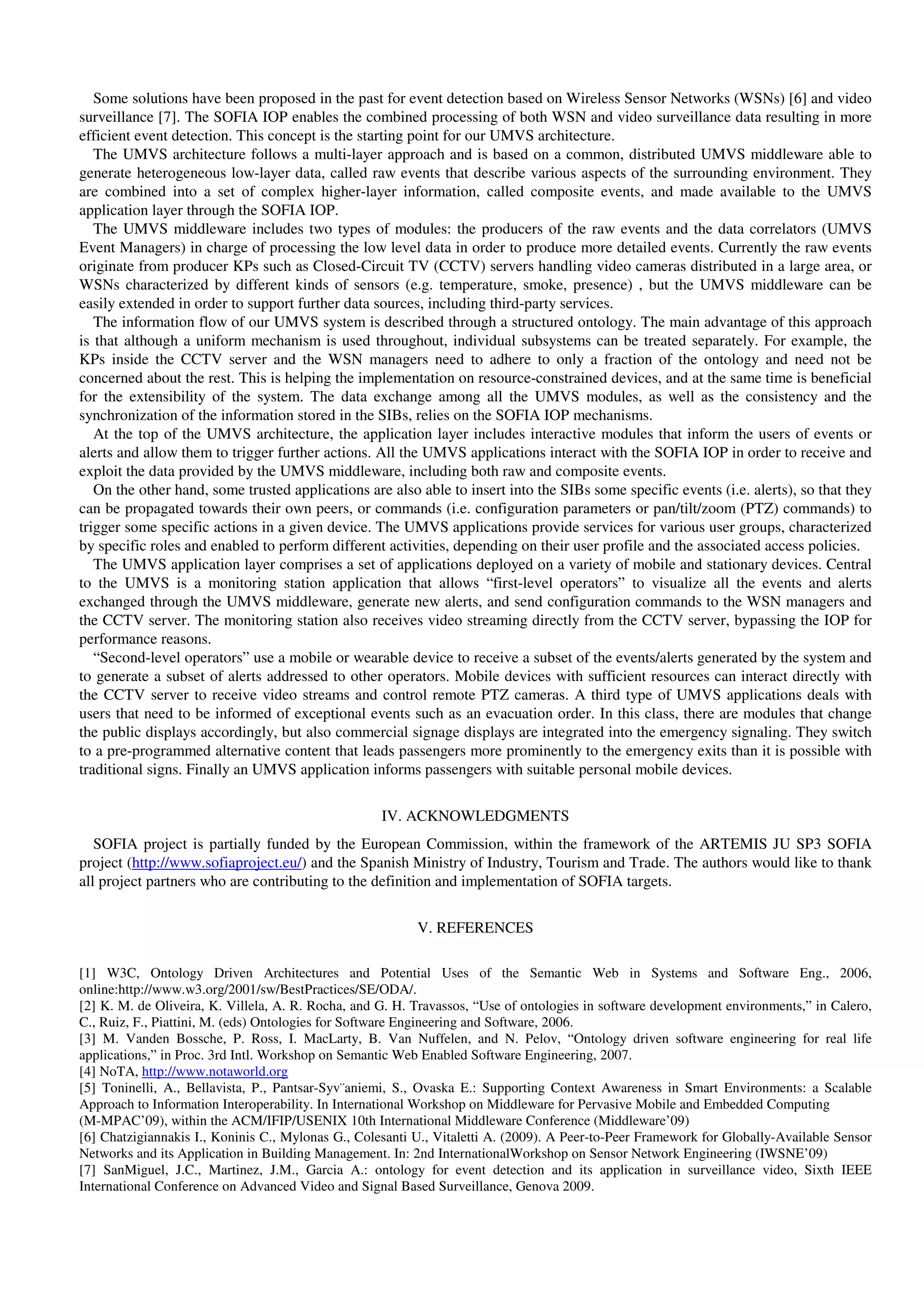 SOFIA - Smart Objects For Intelligent Applications. INDRA/ESI | PDF