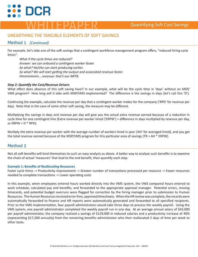 Soft Cost Savings in a VMS/MSP Implementation | PDF