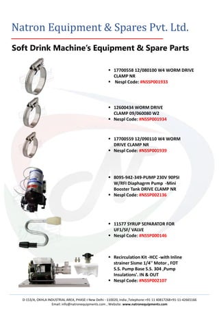 Post Mix Machine and Spare Parts | PDF