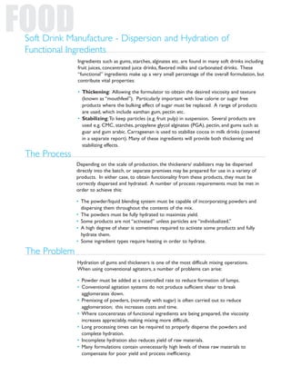 Soft Drink Manufacturing Case Study: Disperson & Hydration of Functional Ingredients | PDF ...