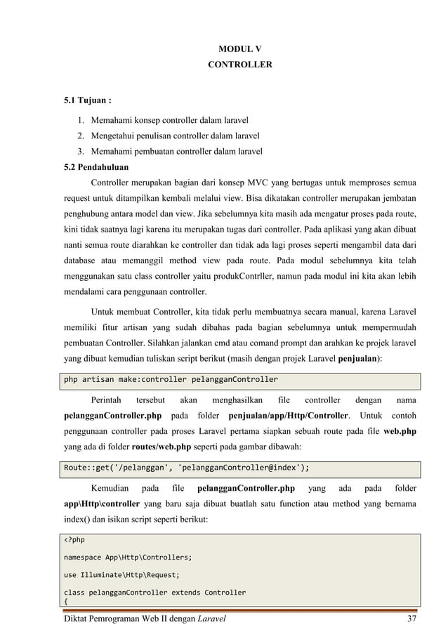 Diktat Pemrograman Web dengan laravel 5.4 | PDF