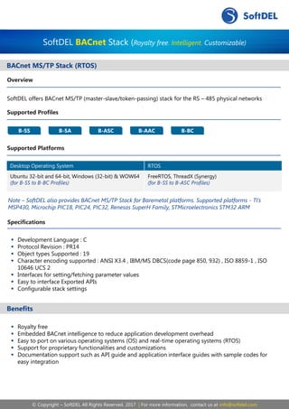 SoftDEL BACnet Stack | PDF | Operating Systems | Computer Software and Applications