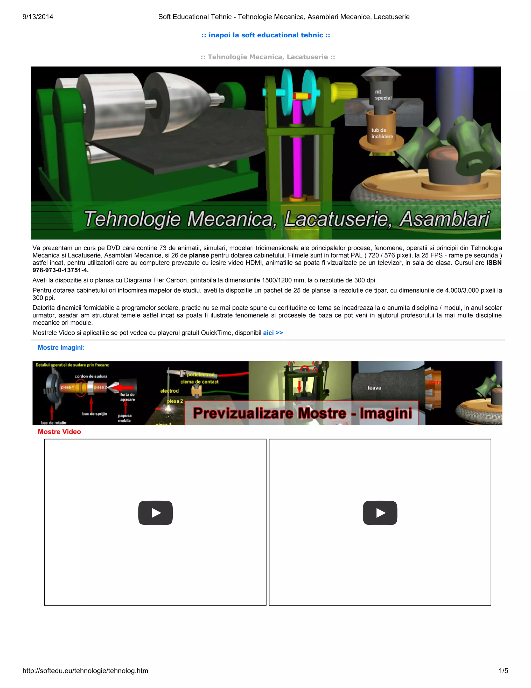 Soft educational tehnic tehnologie mecanica, asamblari mecanice ...