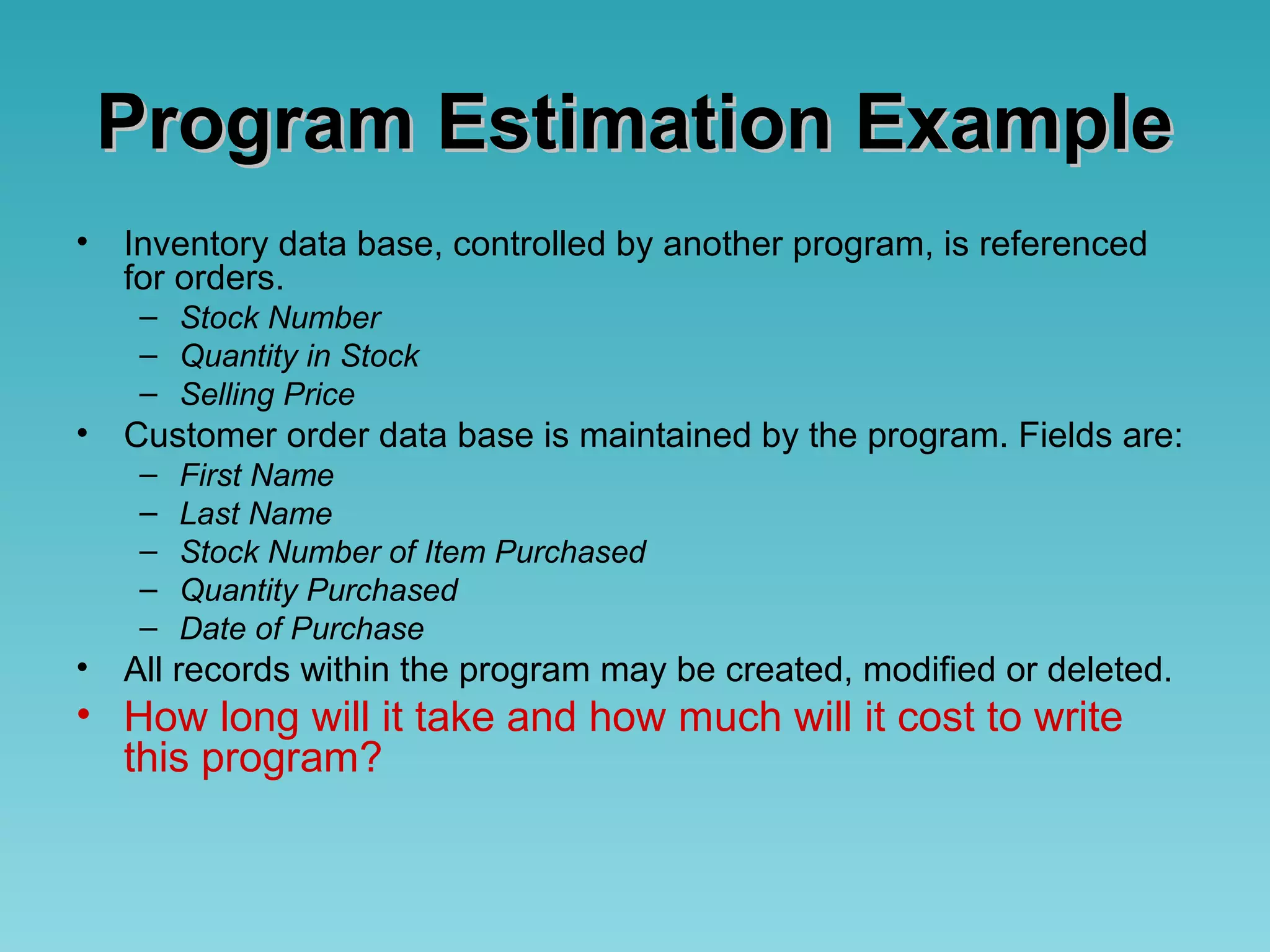 Software Project Cost Estimation Ppt