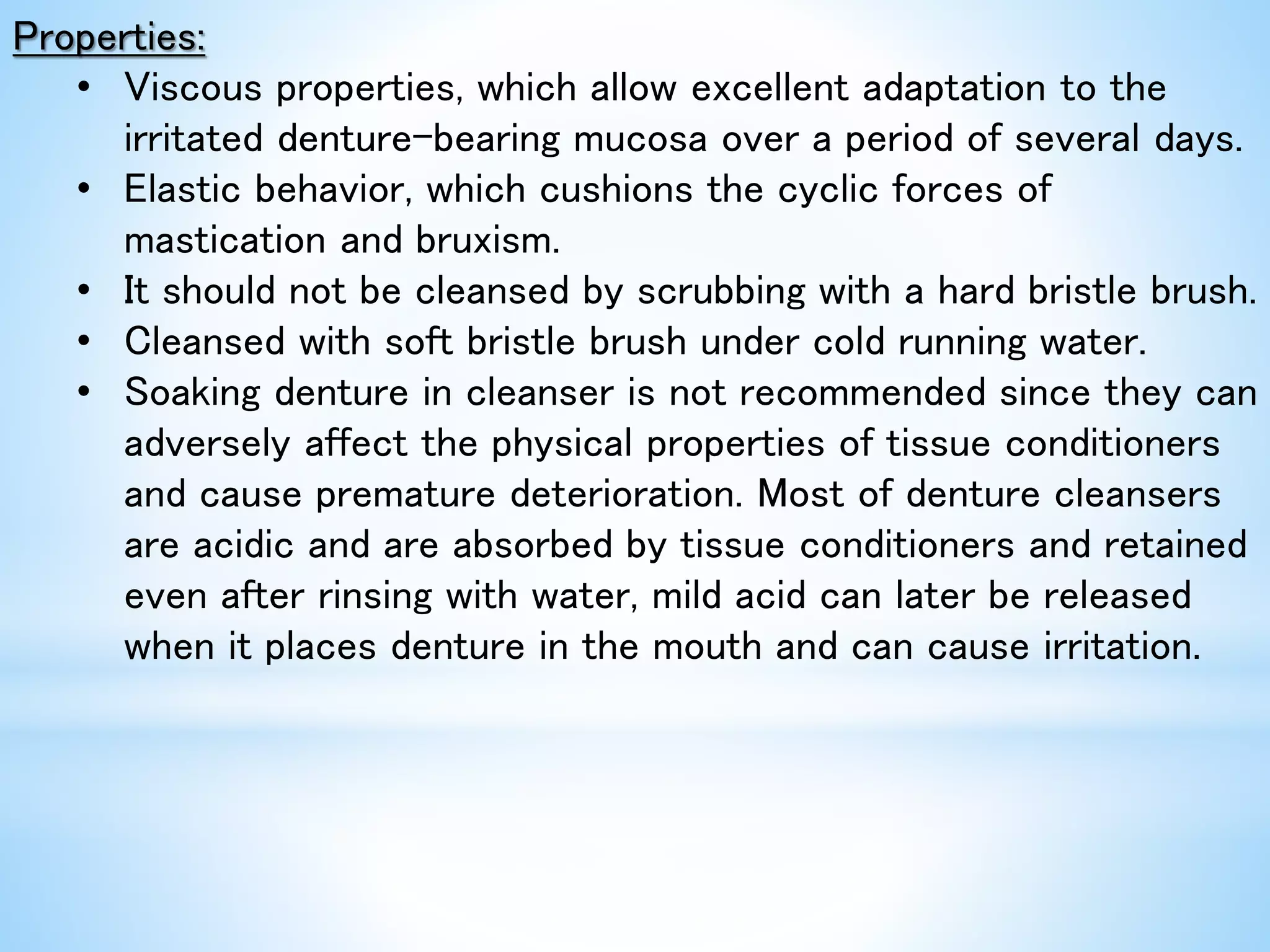 Soft liners and tissue conditioners | PPTX