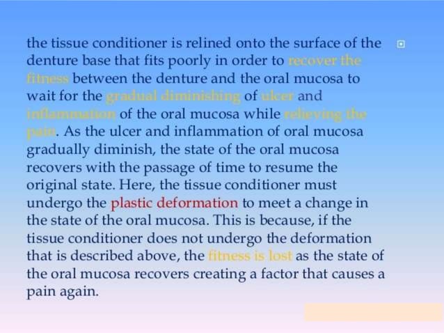 Soft liners and tissue conditioners | PPTX | Dental Health | Diseases ...