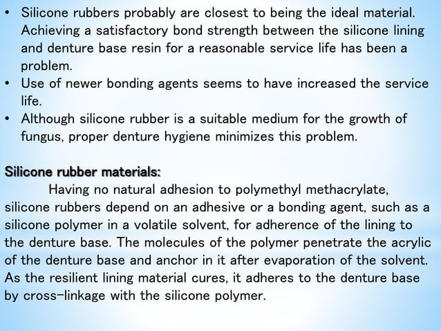 Soft liners and tissue conditioners | PPTX | Dental Health | Diseases ...