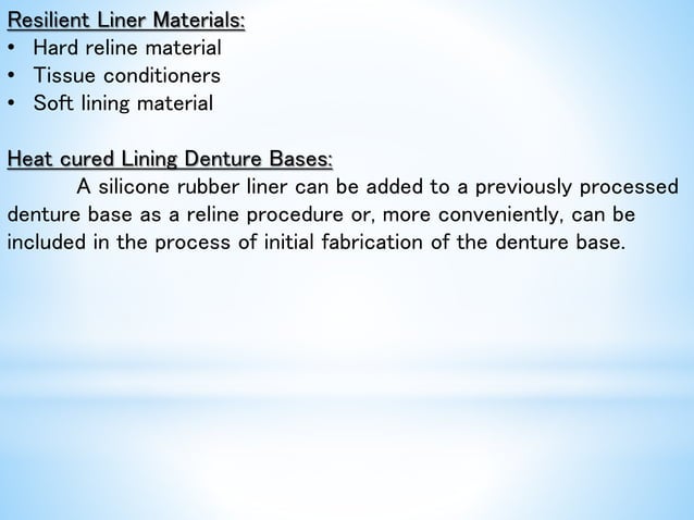 Soft liners and tissue conditioners | PPTX | Dental Health | Diseases ...