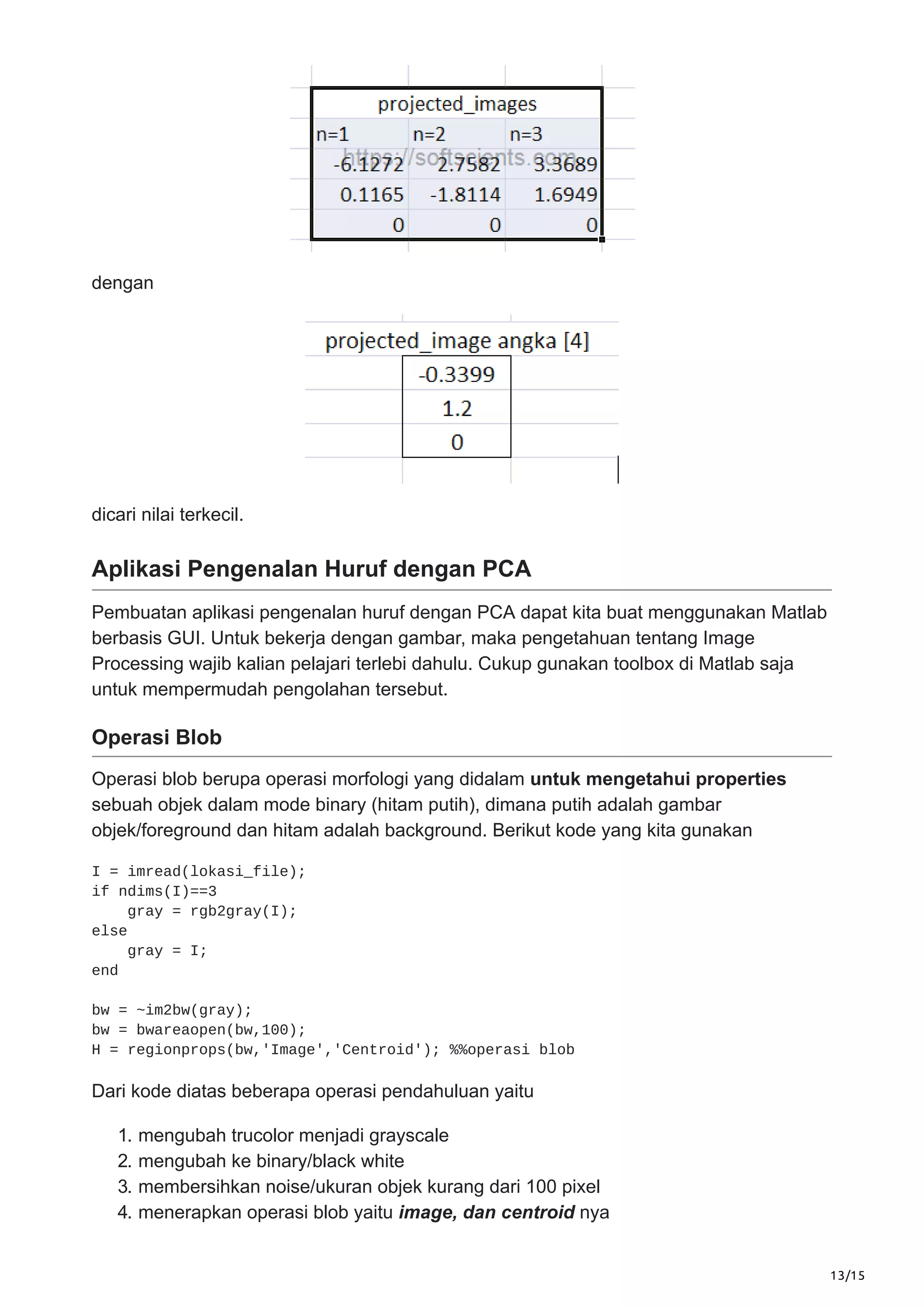 pengenalan huruf dengan pca | PDF