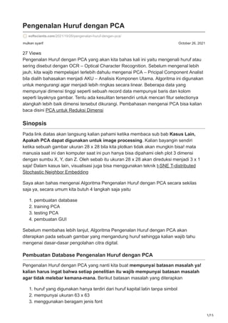 pengenalan huruf dengan pca | PDF