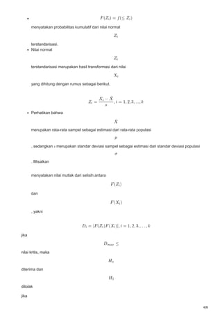 cara hitung manual uji normalitas dengan uji kolmogorov-smirnov | PDF