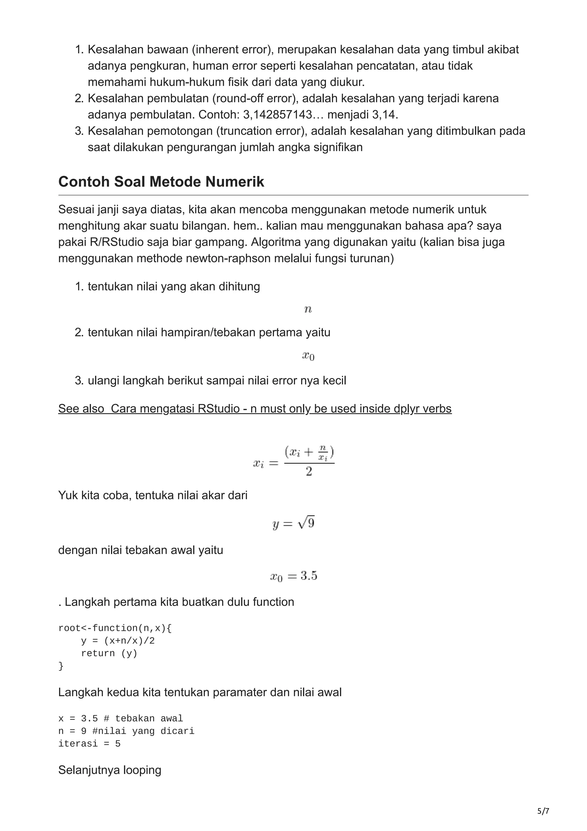pengantar metode numerik | PDF
