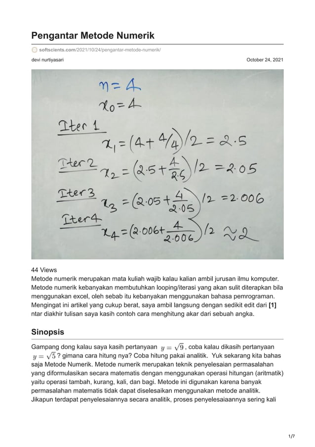 pengantar metode numerik | PDF
