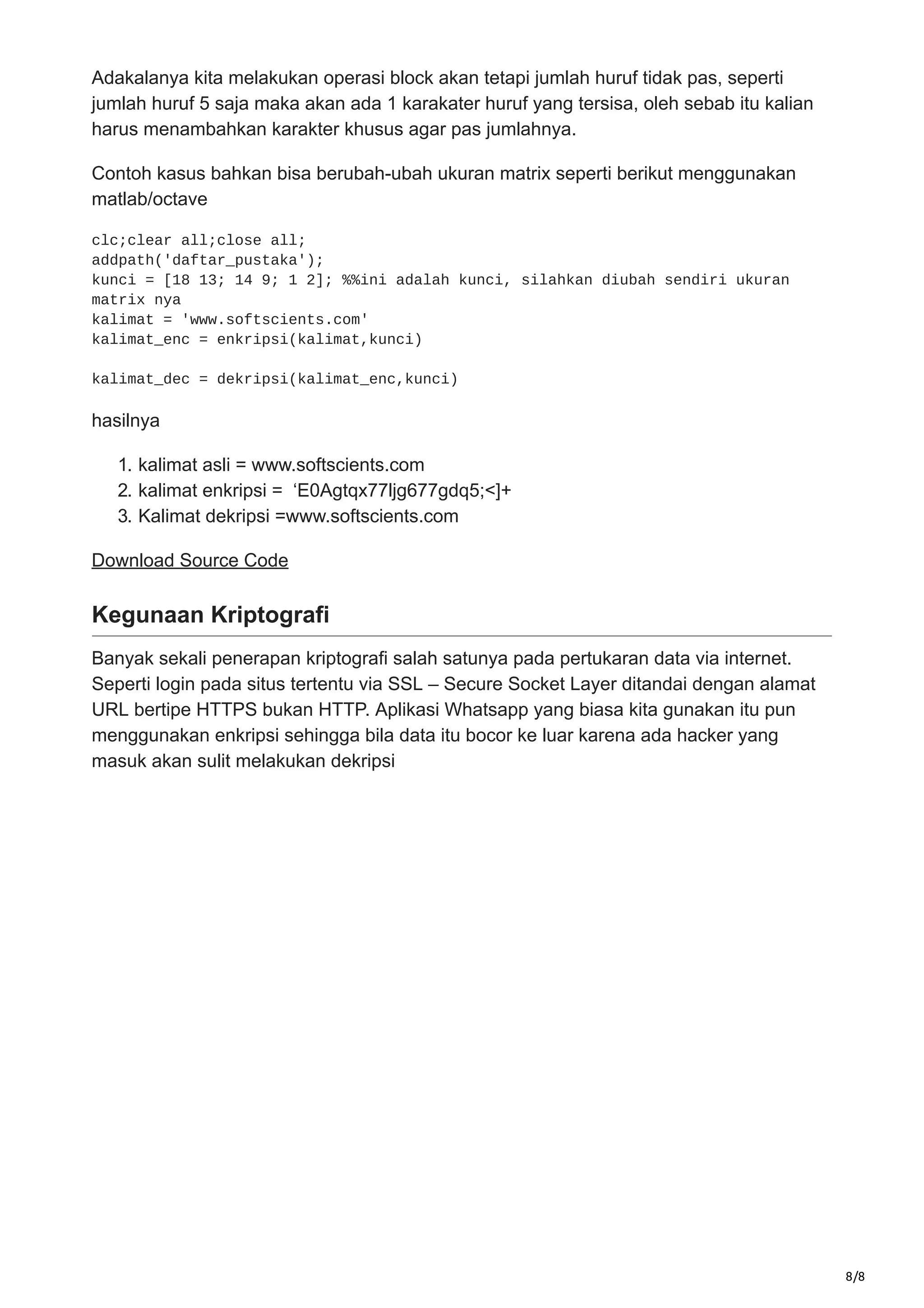 kriptografi metode hill cipher | PDF