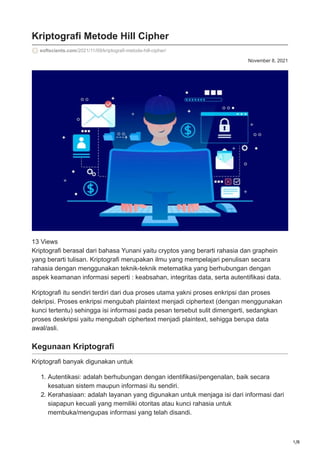 kriptografi metode hill cipher | PDF