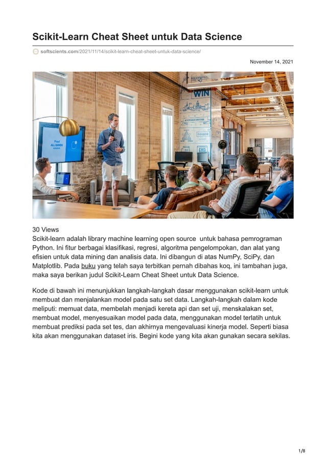 scikit-learn cheat sheet untuk data science | PDF