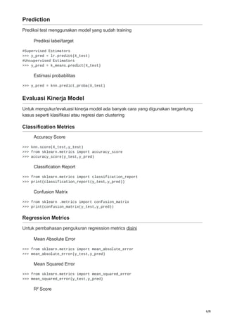 scikit-learn cheat sheet untuk data science | PDF