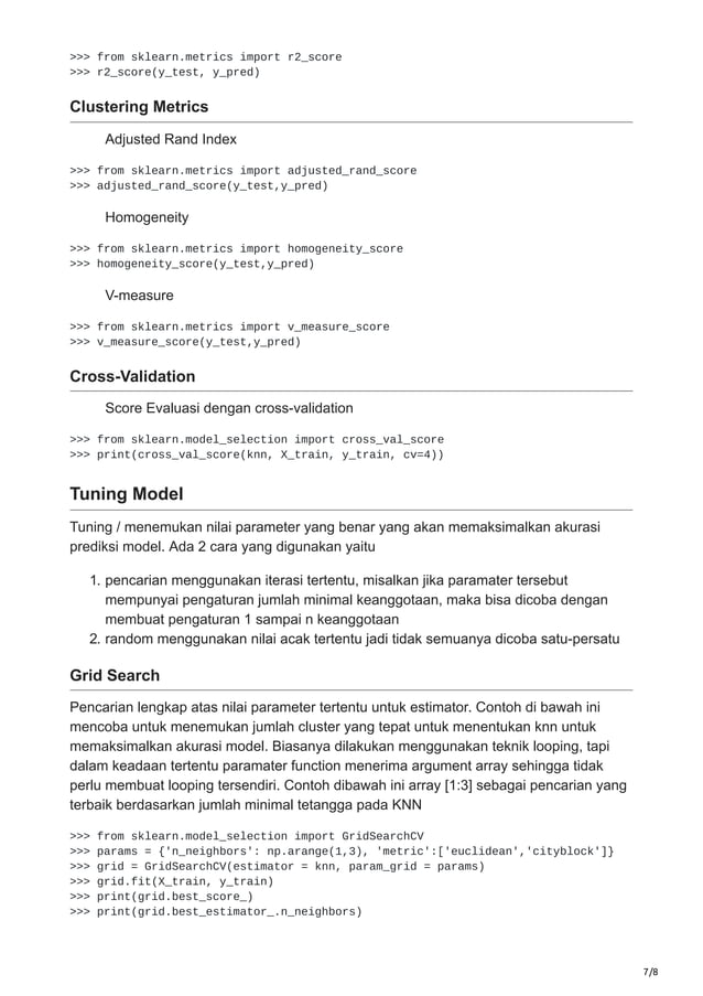 scikit-learn cheat sheet untuk data science | PDF