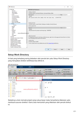 setup widget dan work directory matlab | PDF