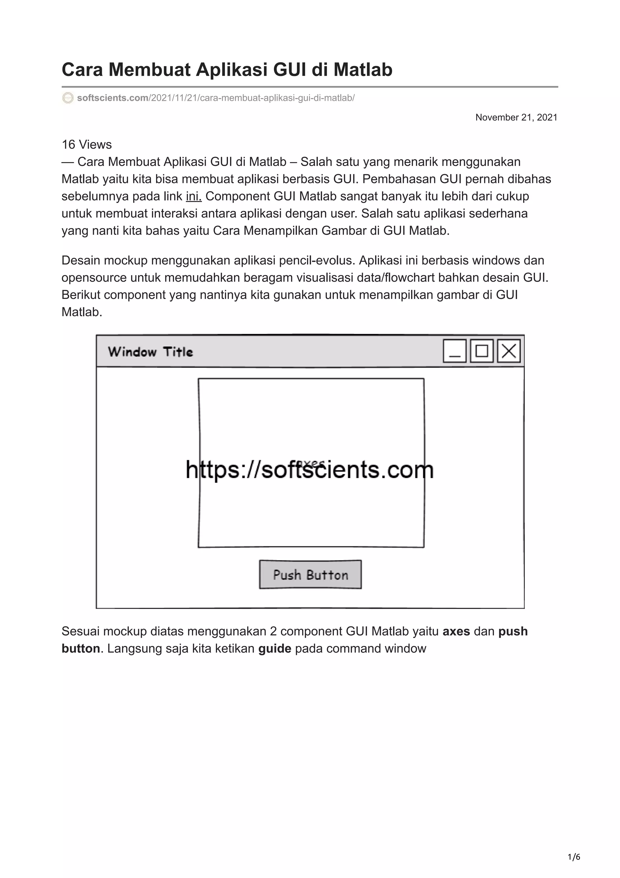 cara membuat aplikasi gui di matlab | PDF