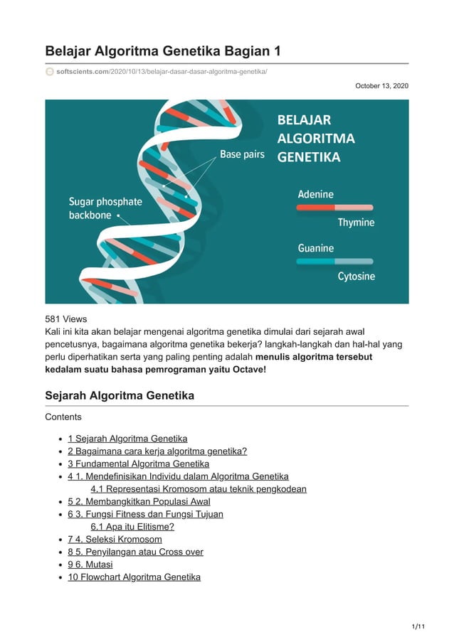 Algoritma Genetika Dasar | PDF