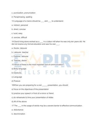 skills-Personality Development Multiple Choice Questions | PDF