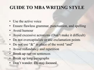 Softskill Standard of Writing in MBA College | PPTX